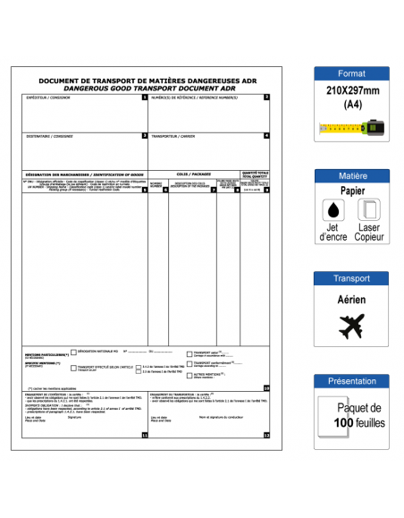 Déclaration d'expédition routière- Transport routier selon l'ADR 2019